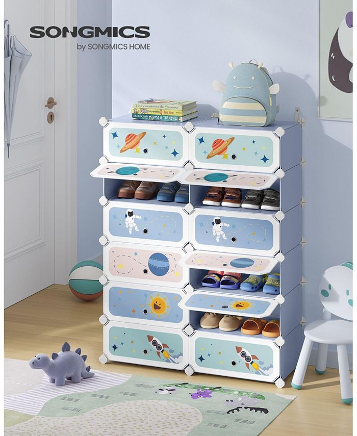 Slickblue Kids' Shoe Rack with Doors, 12-Slot Stackable Storage ...