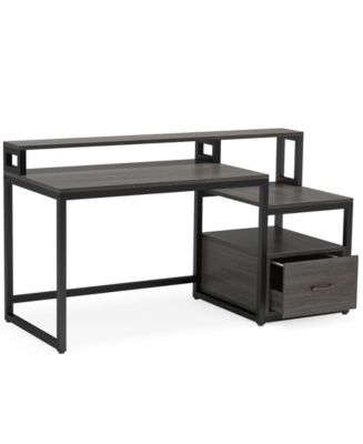 Tribesigns 60 inch Computer Desk with Storage Shelves and File Drawer ...