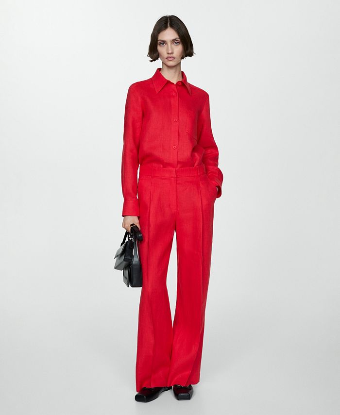 MANGO Women's Straight Linen-Blend Pants - Macy's