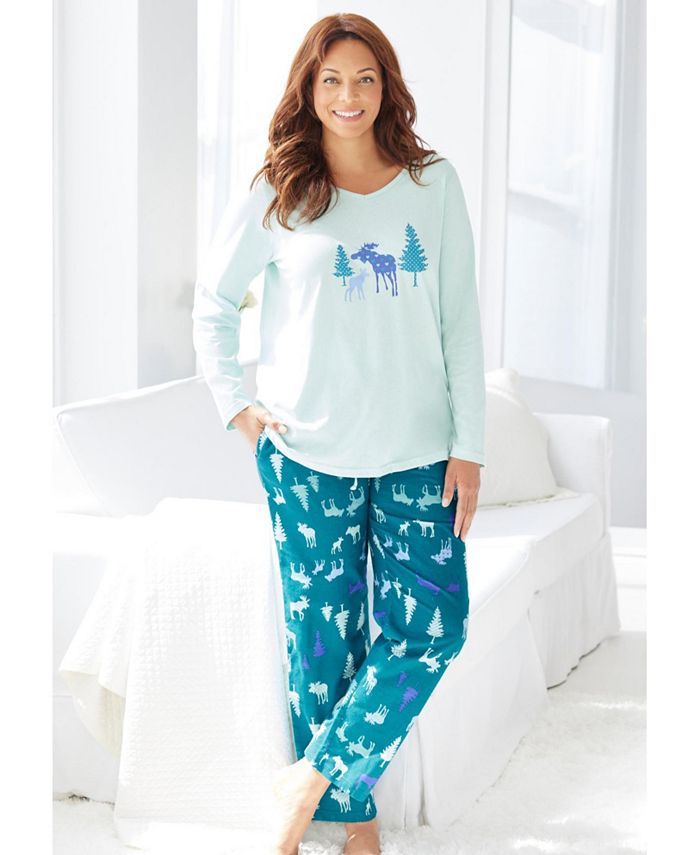 Dreams & Co. Plus Size Cozy Pajama Set - Macy's