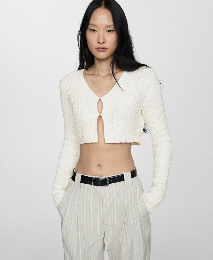 MANGO Women's Knitted Cropped Cardigan - Macy's
