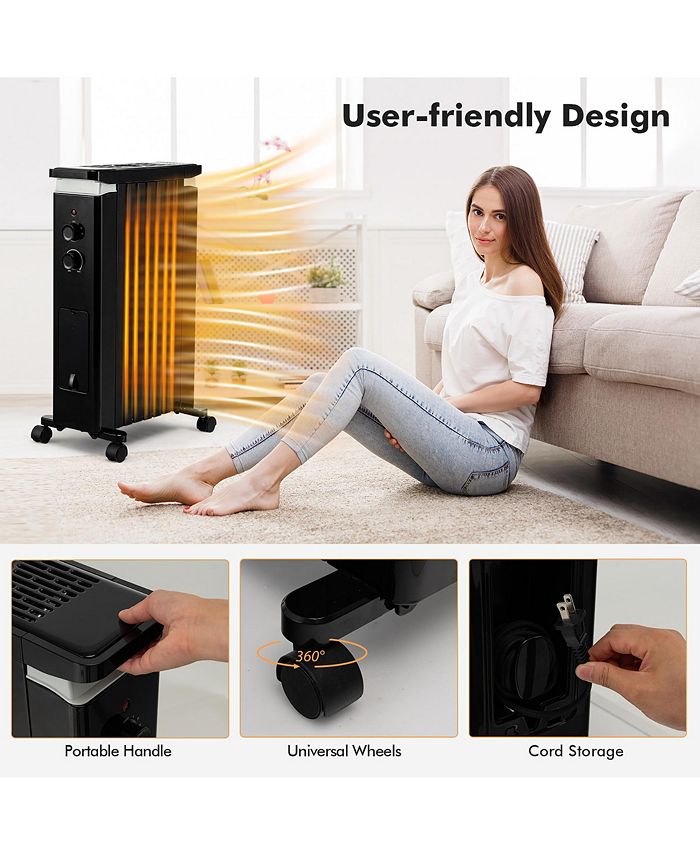 Costway 1500W Oil Filled Radiator Heater Electric Space Heater - Macy's