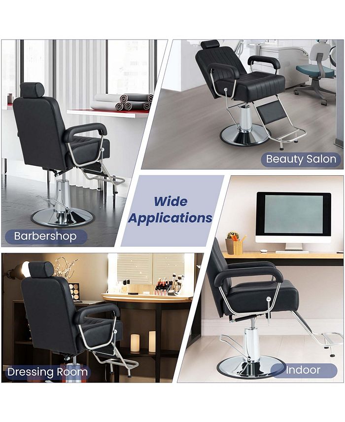 Costway Adjustable Barber Chair Hydraulic Salon Chair with Reclining ...