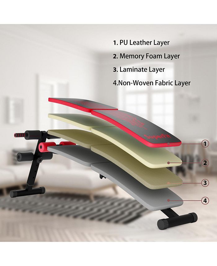 Costway Folding Weight Bench Adjustable Sit-up Board Curved Decline ...