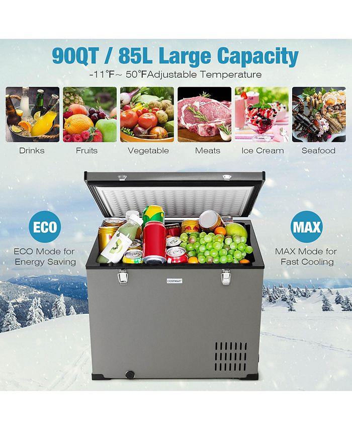 Costway 90 QT Car Refrigerator Portable Travel Freezer w/ Compressor DC ...