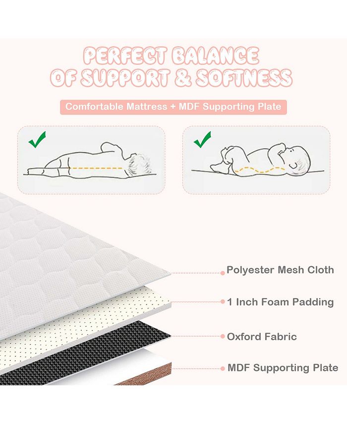 Costway Folding Baby Bassinet Bedside Sleeper with 4 Adjustable Heights ...