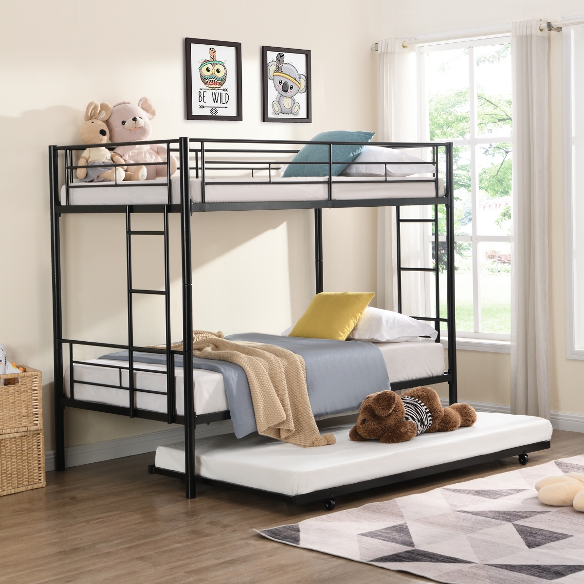 Click here for Simplie Fun Metal Bunk Bed With Trundle Black - Bl... prices
