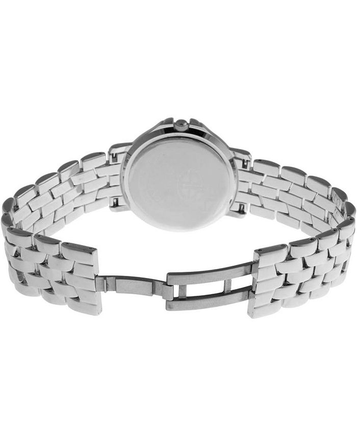 Swiss Edition Men's Silver Round Stainless Steel Link Watch - Macy's
