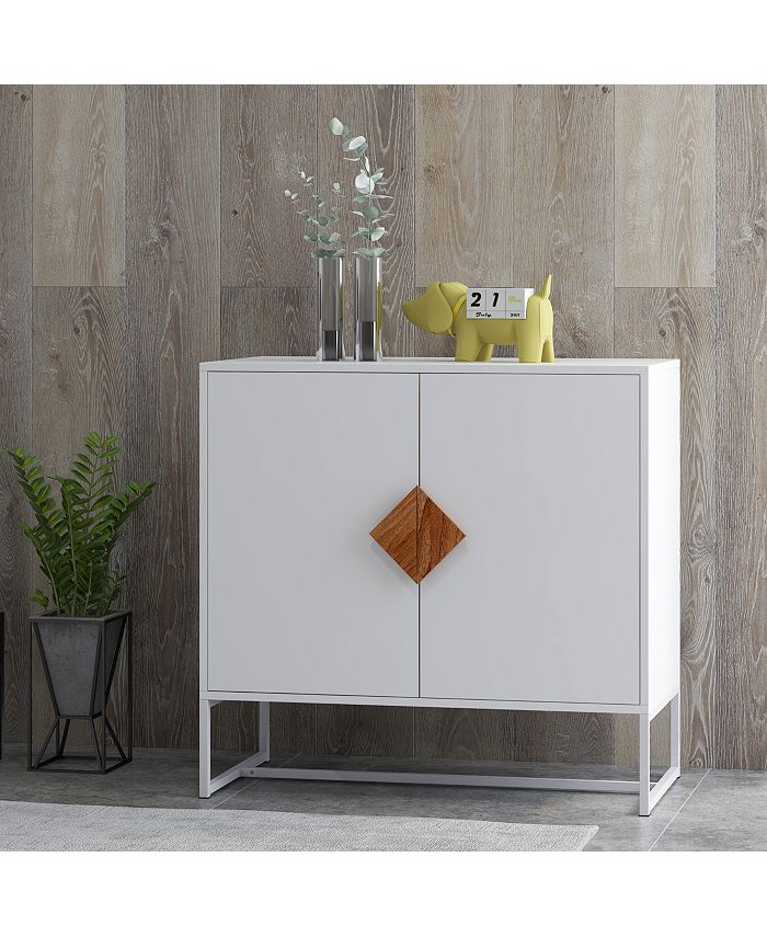 Simplie Fun Solid Wood Square Shaped Handle 2 Doors Sideboard - Macy's