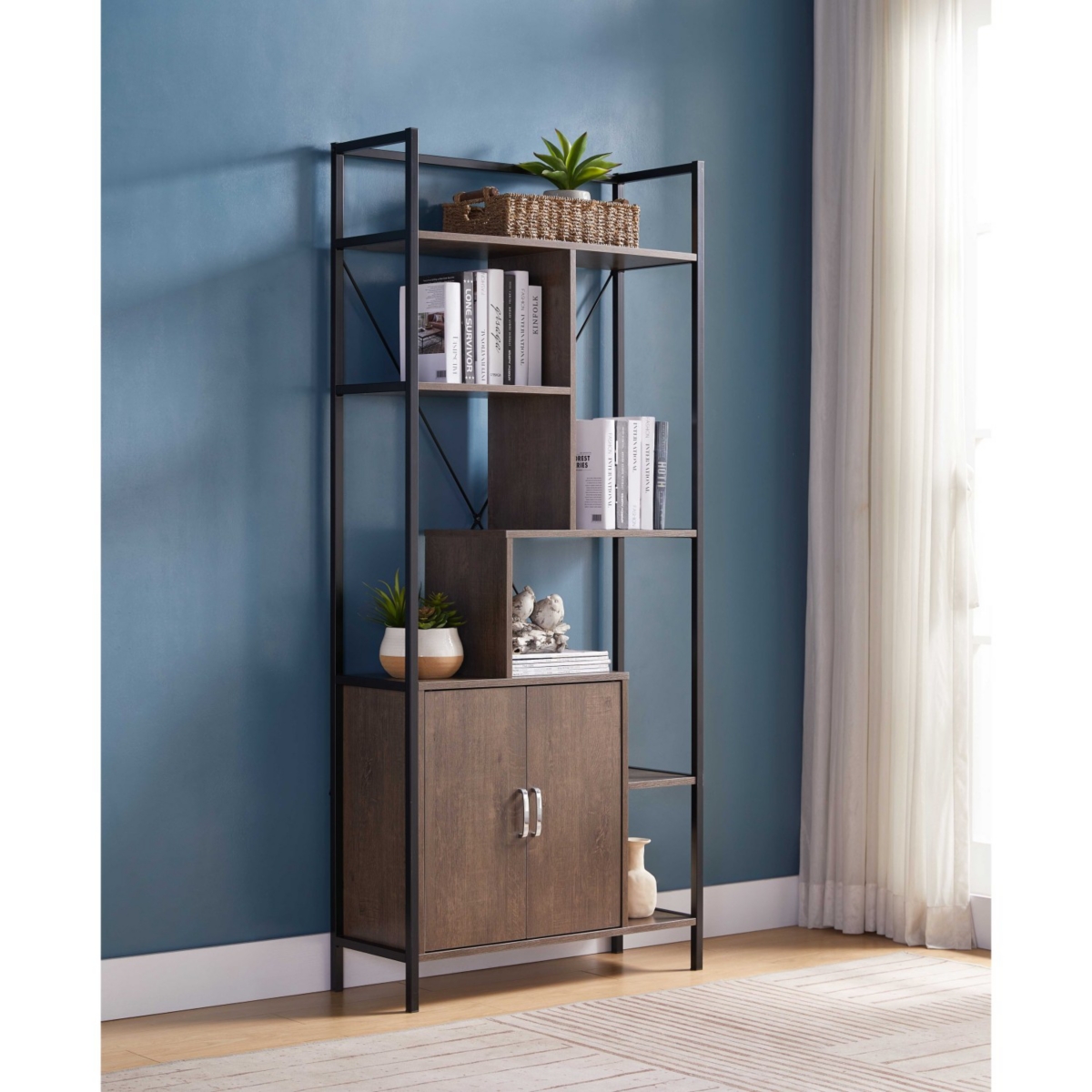Click here for Simplie Fun Bookcase Walnut Oak Black - Walnut prices