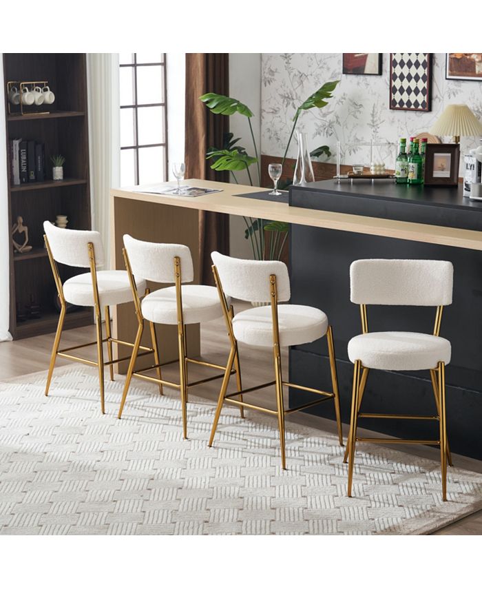 Simplie Fun Modern teddy fabric bar stools - Stylish island seating ...