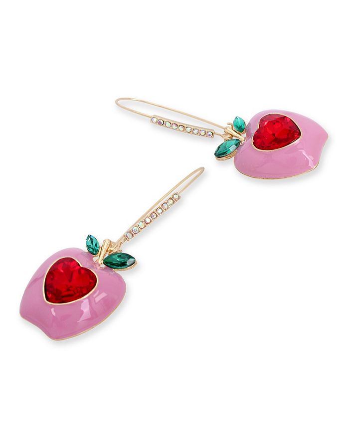 Betsey Johnson Faux Stone Apple Dangle Earrings - Macy's