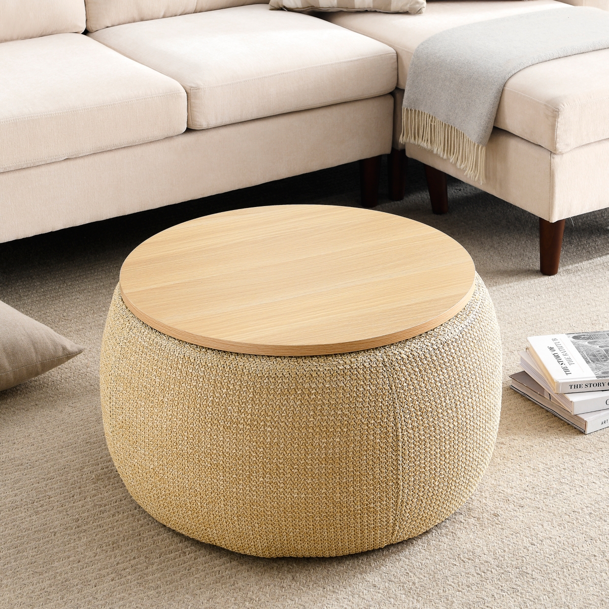 Click here for Round Storage Ottoman  2 In 1 Function  Work As En... prices