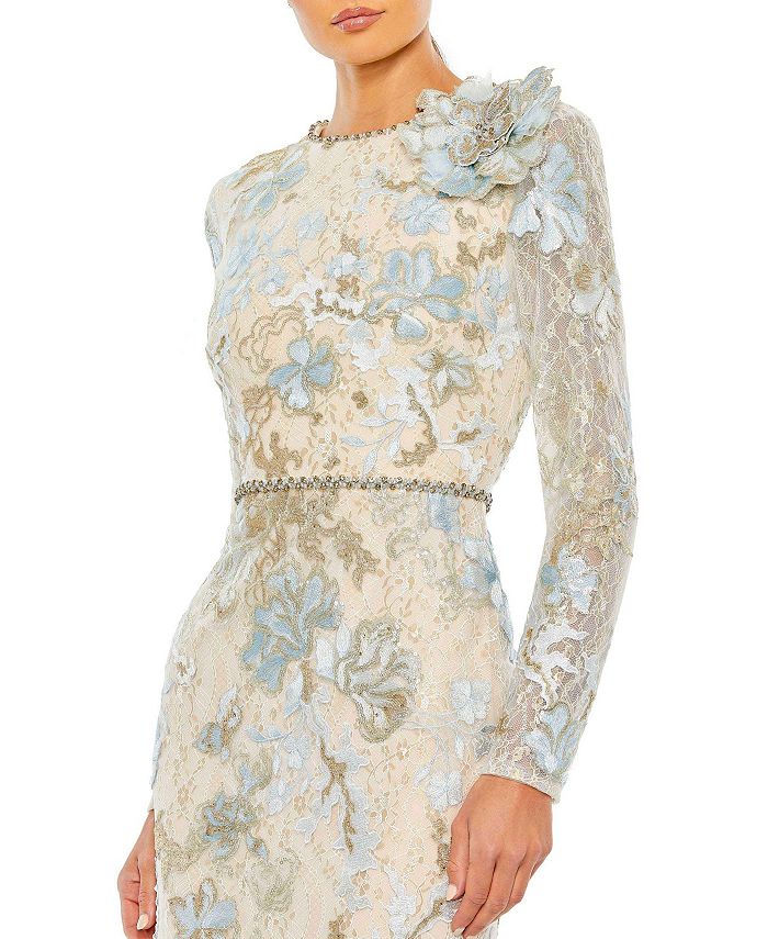 Mac Duggal Women's Floral Embroidered Lace Trumpet Gown - Macy's