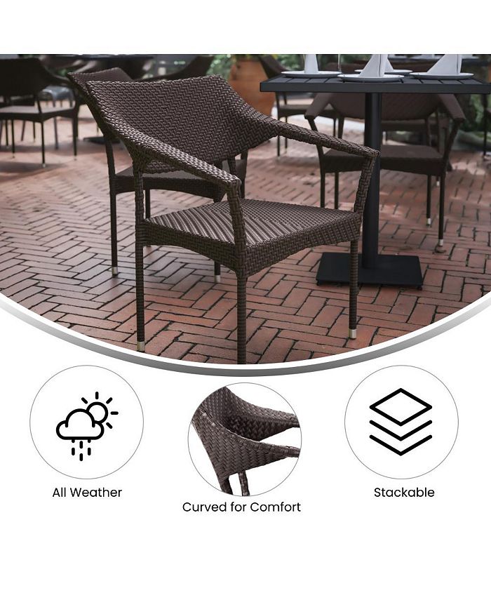 MERRICK LANE Cheri Fade And Weather Resistant Modern Pe Rattan Patio ...