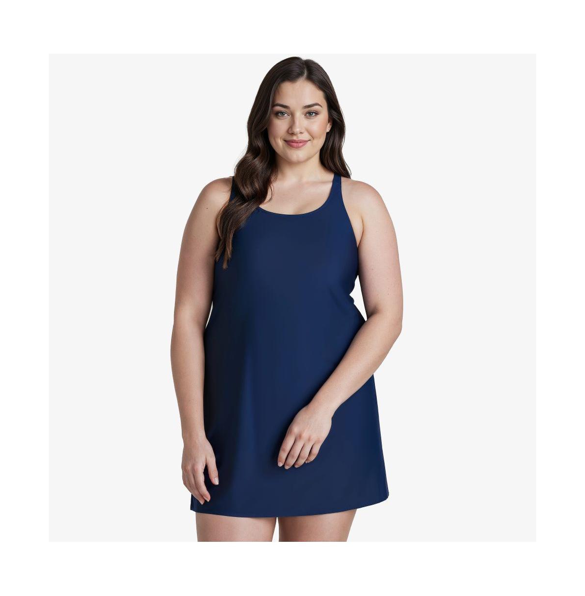 Click here for Calypsa Plus Size Lexi Swim Tunic - Navy prices