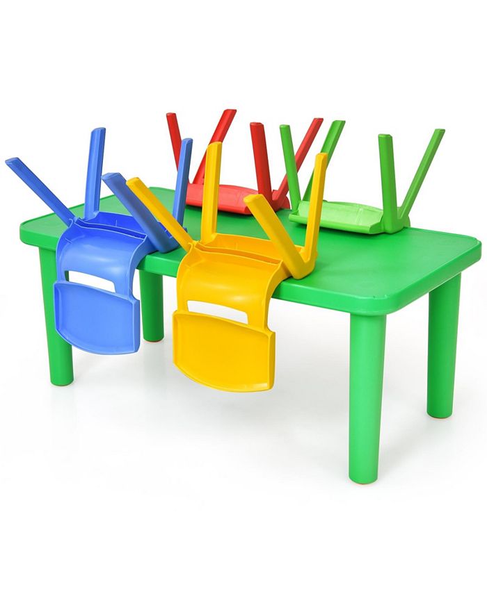 Slickblue Kids Colorful Plastic Table and 4 Chairs Set - Macy's