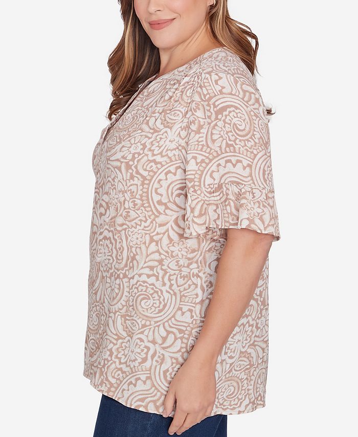 Ruby Rd. Plus Size Printed Rayon Gauze Top - Macy's