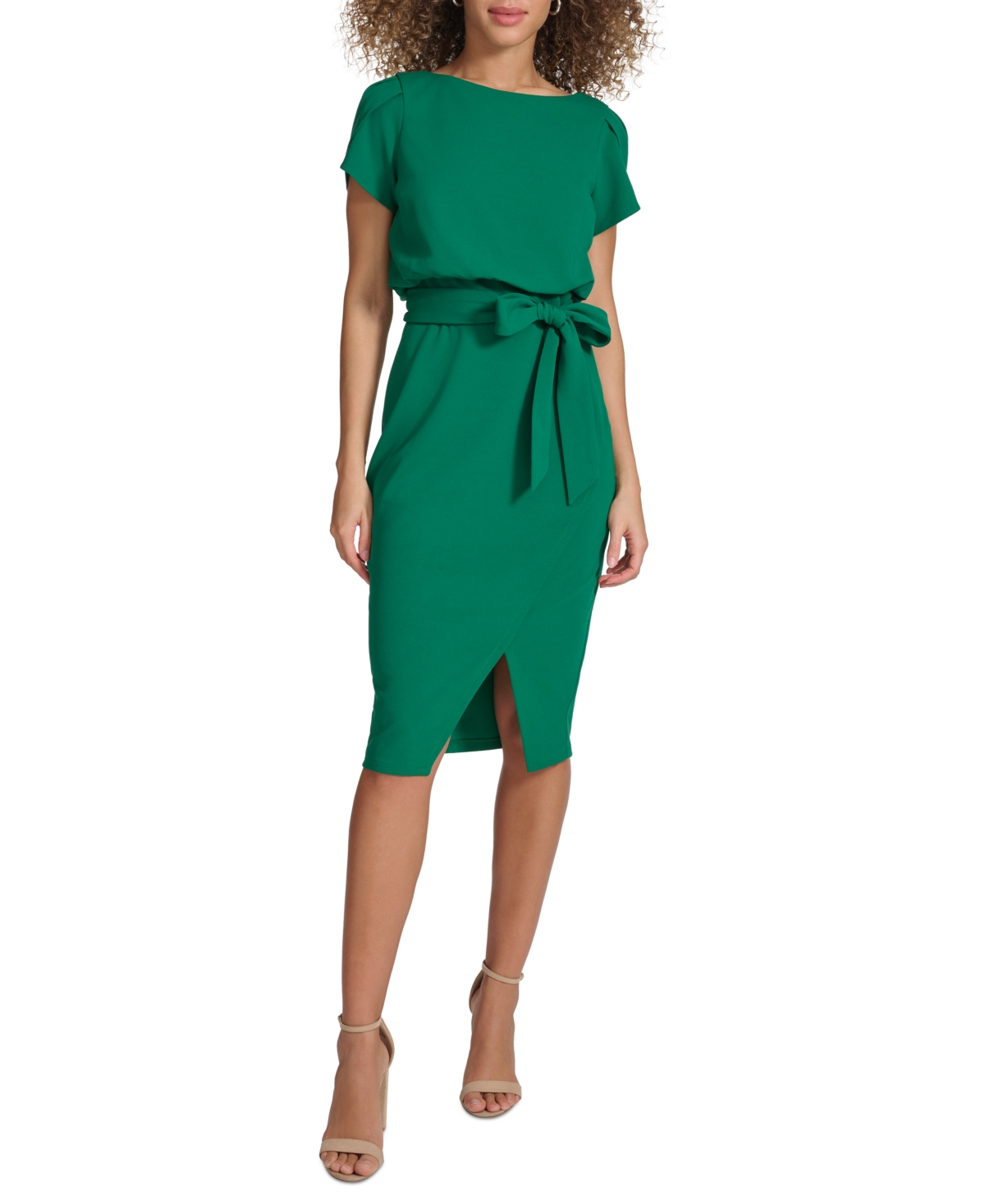Click here for kensie Womens Tulip-Sleeve Tie-Waist Sheath Dress... prices