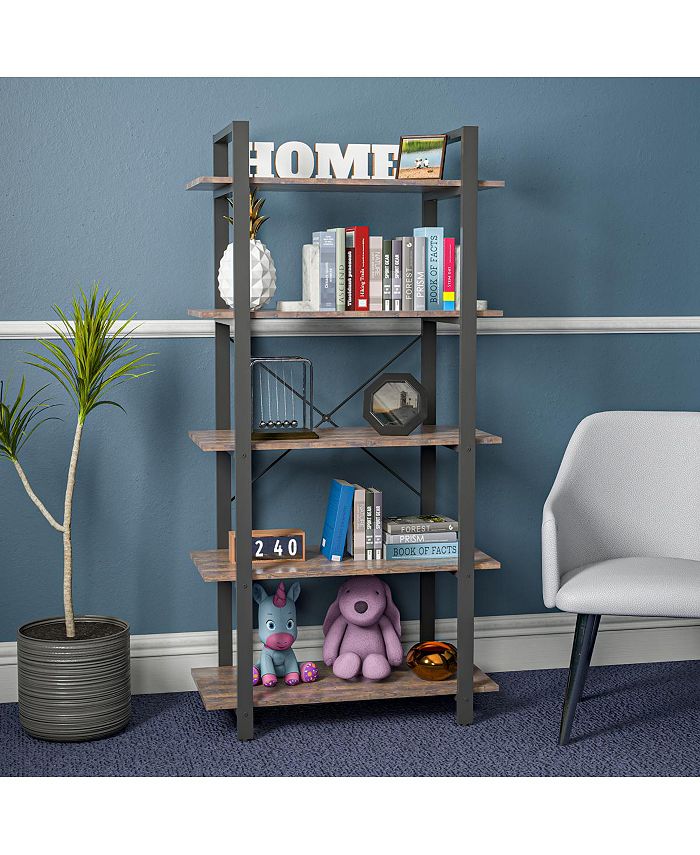 Simplie Fun Vintage Industrial 5-Shelf Bookcase - Macy's