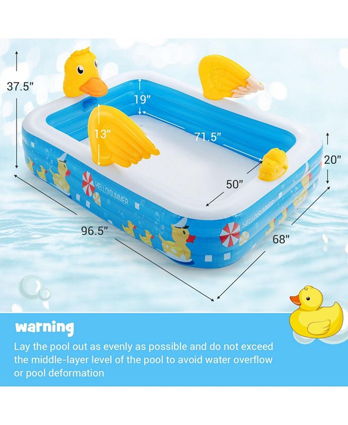 Slickblue Inflatable Swimming Pool Duck Themed Kiddie Pool with ...