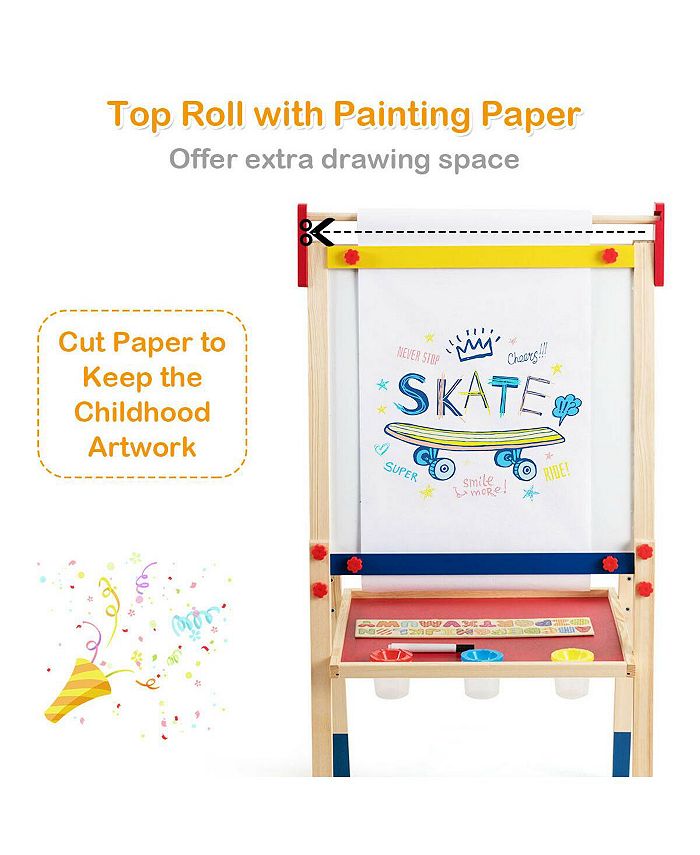 Slickblue All-in-One Wooden Height Adjustable Kid's Art Easel with ...