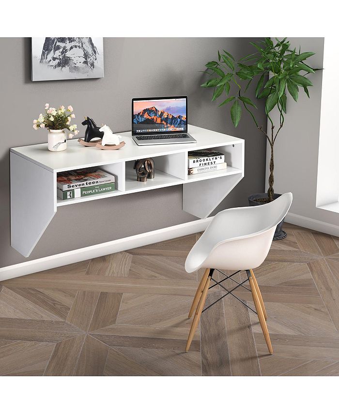 Costway Wall Mounted Floating Computer Table Desk Home Office Furni ...