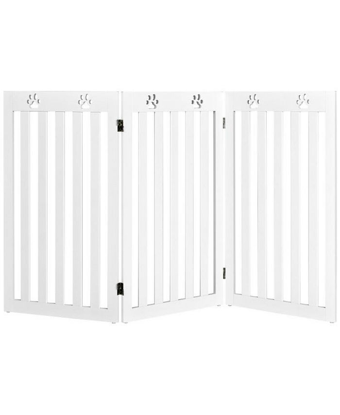 Slickblue 36 Inch Folding Wooden Freestanding Pet Gate Dog Gate with ...