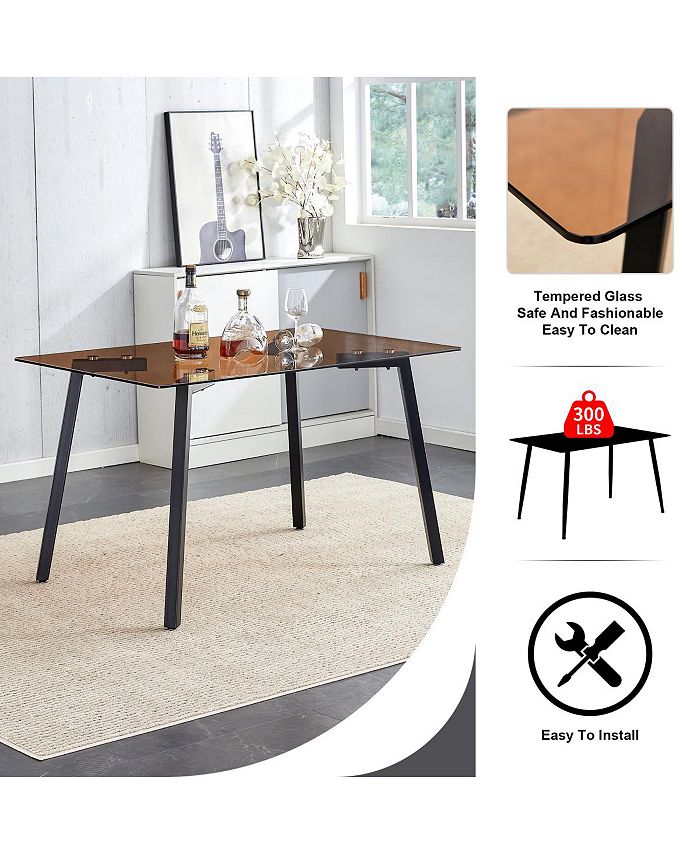 Simplie Fun Rectangular Glass Dining Table Set with 4 Chairs - Macy's