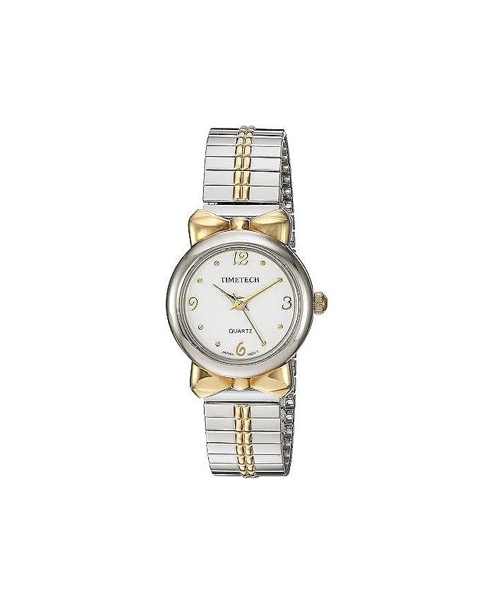 TIMETECH Women's Steel Two Tone Watch with Expansion Stretch Bracelet ...