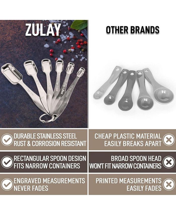 Zulay Kitchen Measuring Spoons Rectangular with Leveler - Set of 6 - Macy's