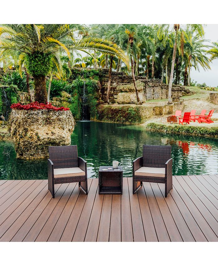 Nestl 3 Piece Patio Furniture Wicker Conversation Set - Macy's