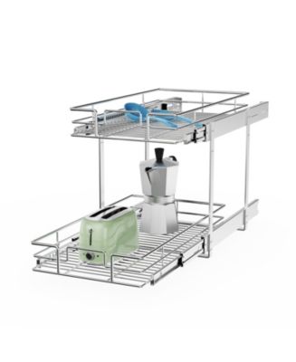 Homlux Pull-Out 2 Tier Home Organizers - 21"D x 14"W x 13.8"H Sliver ...