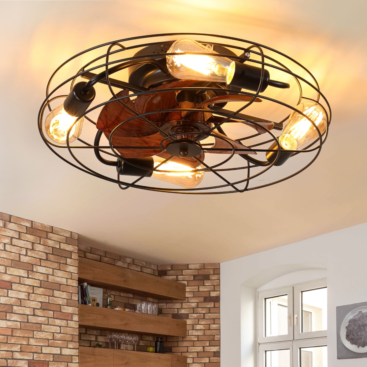 Click here for Streamdale Modern Low Profile Caged Ceiling Fan Wi... prices