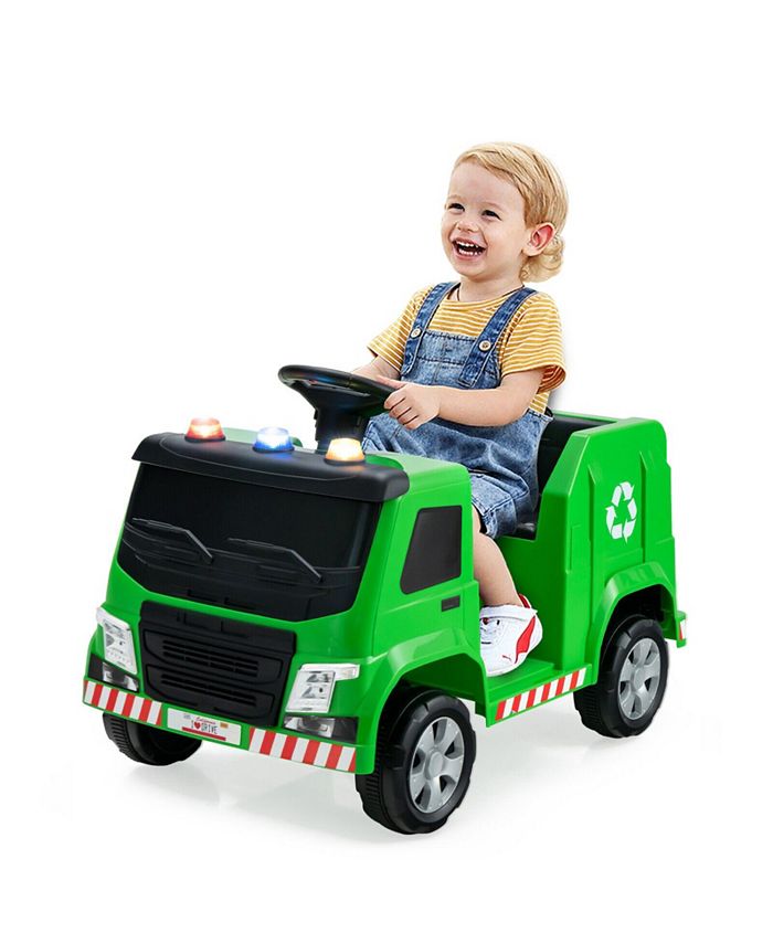 Slickblue 12V Kids Ride-on Garbage Truck with Warning Lights and 6 ...