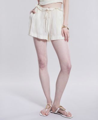 BCBG NEW YORK Women's Plisse Paper Bag Short - Macy's