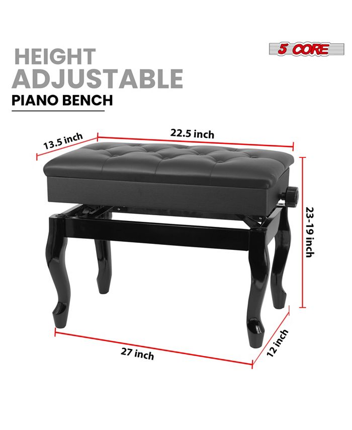 5 Core Piano Bench Wooden Height Adjustable Keyboard Stool Heavy Duty ...