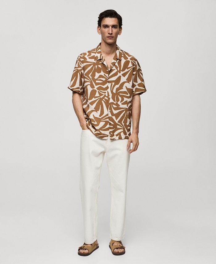 MANGO Men's Regular Fit Texture Printed Shirt - Macy's
