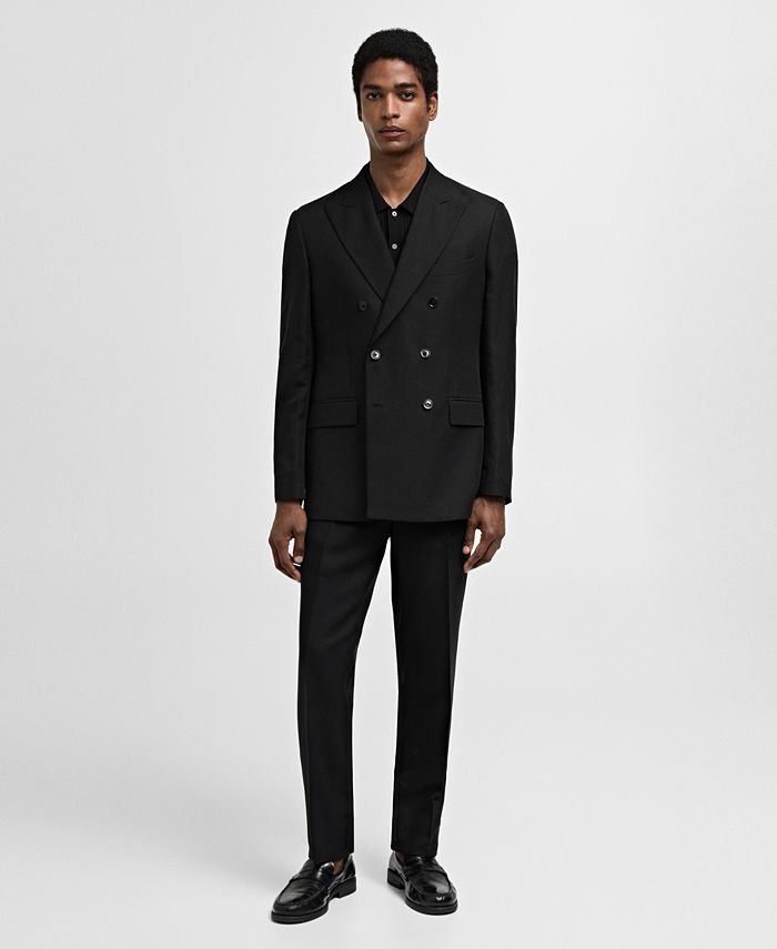 MANGO Men's Linen Lyocell Double-Breasted Suit Blazer - Macy's