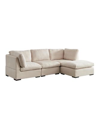 L Shape Modular Soft Fabric Sofa Filled With Down (Beige) - Macy's