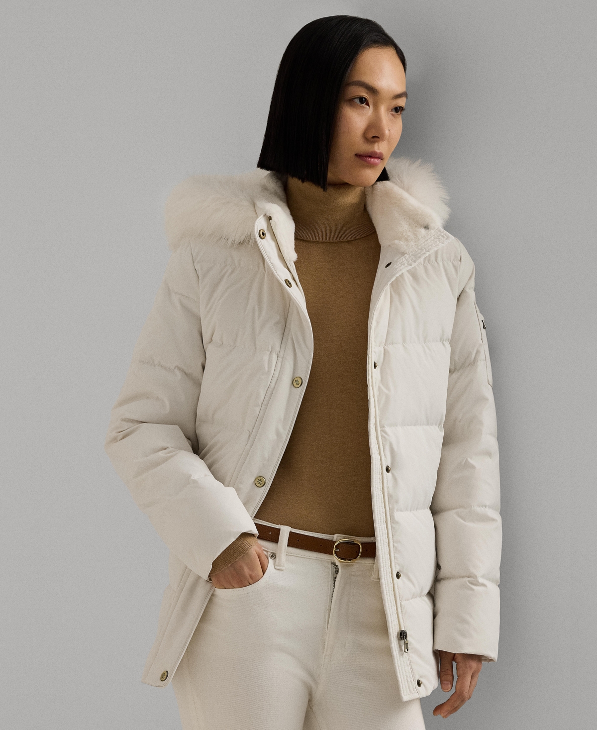 Click here for Lauren Ralph Lauren Womens Hooded Puffer Coat - Cr... prices