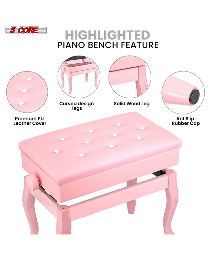 5 Core Piano Bench Wooden Height Adjustable Keyboard Stool Heavy Duty ...