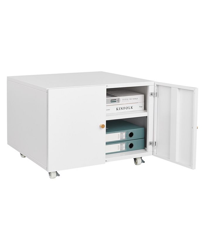 Simplie Fun Office Furniture Copier Cabinet White 2 Door Steel Copier ...