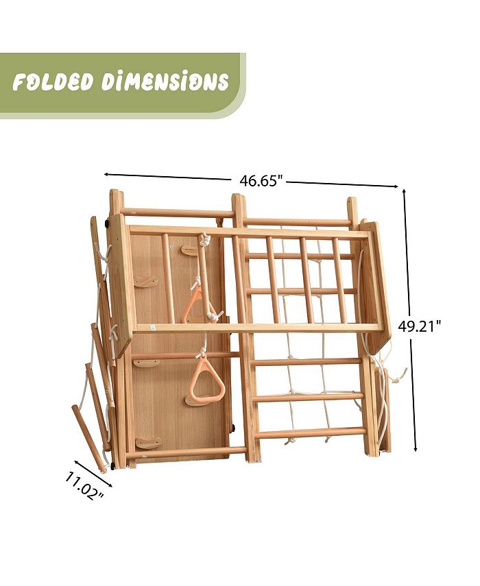 Simplie Fun Wooden Indoor Kids Playground with Slide, Climbing Ladder ...