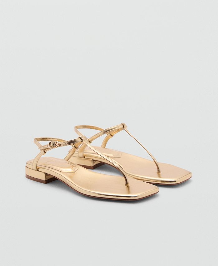 MANGO Women's Metallic Strap Sandals - Macy's