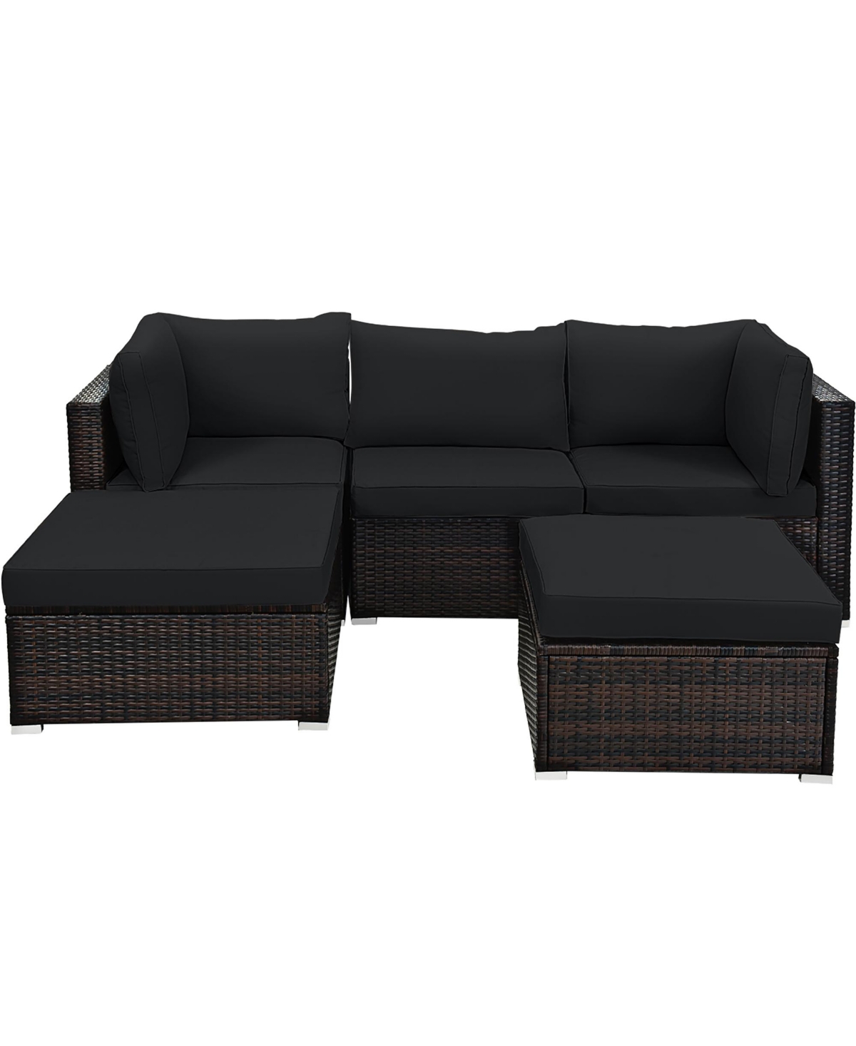 Click here for 5PCS Patio Rattan Furniture Set Sectional Conversa... prices