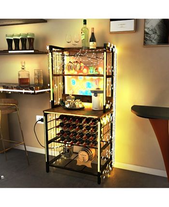 Slickblue Wine Bar Cabinet Wine Rack with 4 Tier Storage Shelves and ...