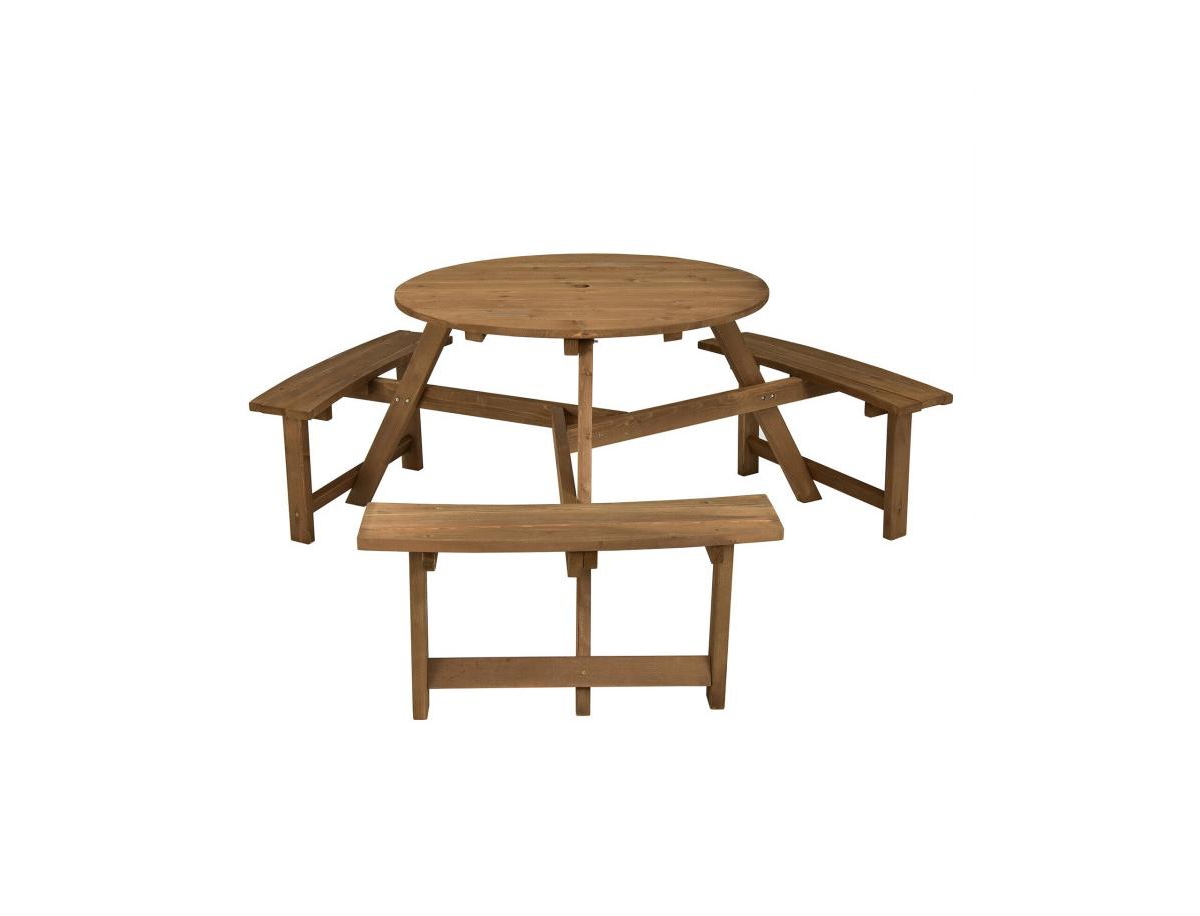 Click here for Slickblue 6-person Round Wooden Picnic Table with... prices