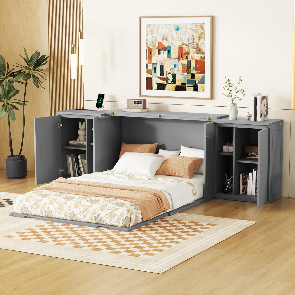 Click here for Streamdale Full Size Murphy Bed with Shelves  Cabi... prices