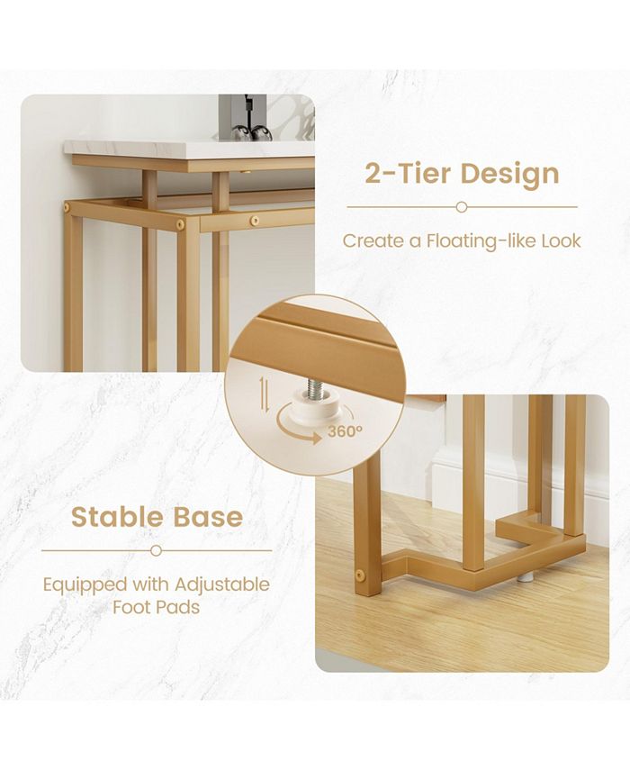 Slickblue Modern Entryway Table with Gold Heavy-duty Metal Frame and ...